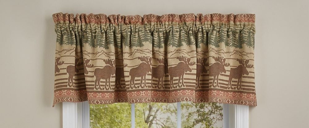 Moose Jacquard Valance..PD..657-47 | Smoky Mountain Décor